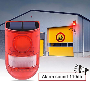 Keeda Solar Warning Light Sensitive Strobe Security Alerts LED Warning Lamp Solar Motion Sensor Alarm Yard Day Mode + Night Mode