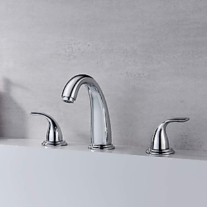sumerain 2 Handle Widespread Roman Tub Faucet with Valve Chrome Finish, High Flow