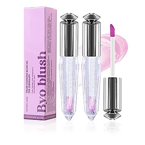 DAGEDA 2Pcs Color Changing Lip Oil, Color Change Liquid Blush,Clear Liquid Blusher Oil Waterproof Eyeshadow Moisturizing Face Blush Oil, Clear Blush for Women Face Makeup