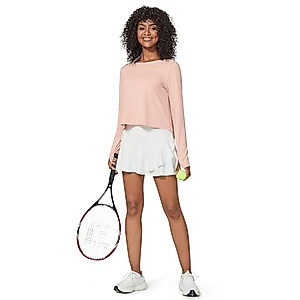 G4Free Workout Shirts Women Loose Fit Long Sleeve Work Out Tops Gym Basic Boxy Running Crop Shirts Thumb Holes Tee(Pink, M)