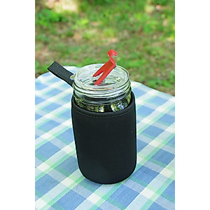 Masun Mason jar Sleeve Wide, and regular mouth quart jars (Black 4 pack)