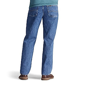 Lee Men's Relaxed Fit Straight Leg Jean, Medium Stone, 38W x 28L