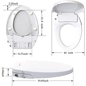 TRIZZI Bidet Toilet Seat for Elongated Toilets Soft Closing Toilet Seat Cover Lid One Key Operation No-Electric Adjustable Water Pressure Aqua Wash Bidet Seat with Double Self-cleaning Nozzle Bidet