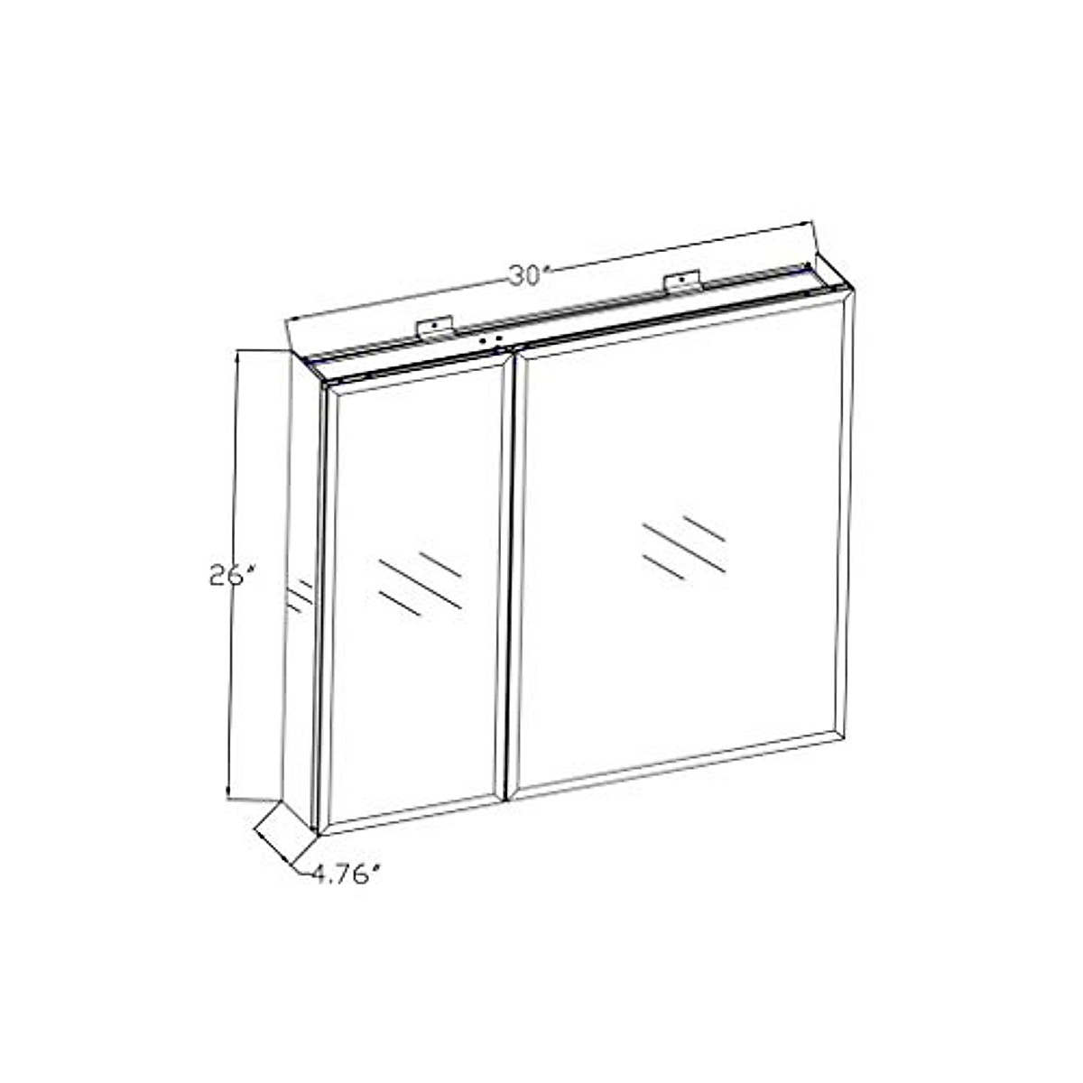 Utopia Alley Frameless Rustproof Medicine Cabinet - Surface Mount or Recessed Medicine Cabinet with Mirrored Sides, Bi-View- Bathroom Organizer Cabinet with Mirror & Storage Shelves - 30"x26" Silver