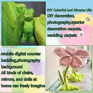 Faux Fur Fabric Christmas Winter Squares Shaggy Fur Fabric Patches Black Gray 18x40 Inch for DIY Craft Hobby Halloween Winter Costume Decoration