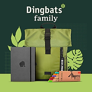 Dingbats* - Roll Top Backpack - 25L Rucksack - Made from Recycled PET Bottles, Padded Shoulder Straps, Metal Buckles - Ideal Laptop Backpack, Fits 15" Laptop - Durable, Aesthetic - Volcano