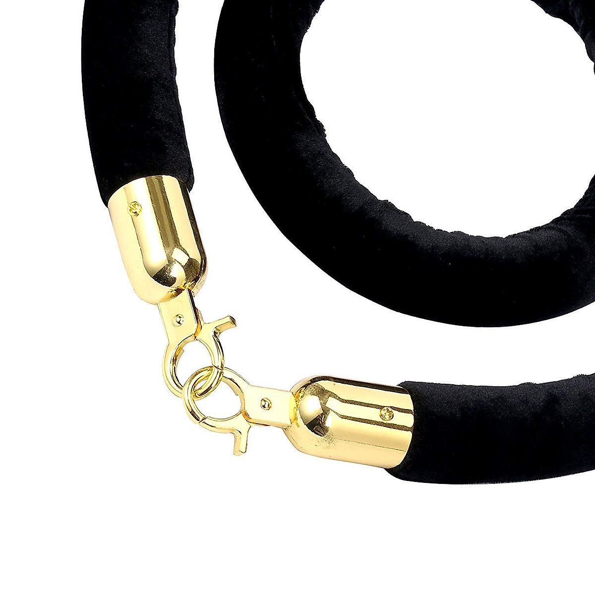 YaeKoo 2 Pack of Velvet Stanchion Rope 4.9 Feet with Stainless Steel Hooks,Crowd Control Stanchion Post Queue Line Barrier Velvet Hanging Ropes for Movie Theaters,Grand Openings,Hotels-Black