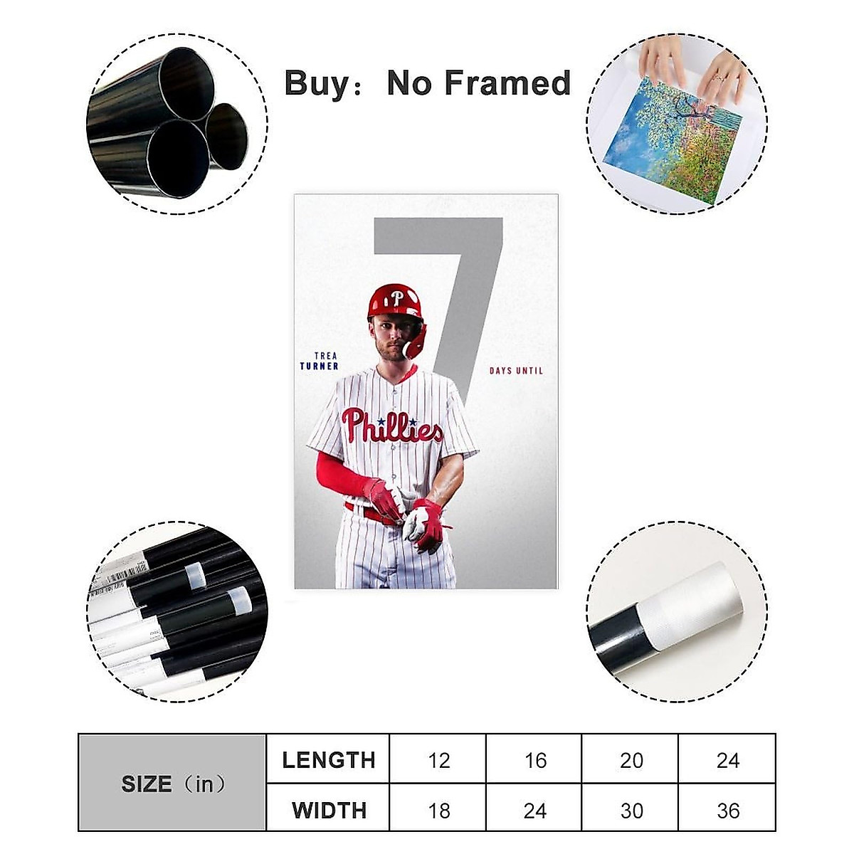 Trea Turner Baseball Poster4 Canvas Art Posters Home Fine Decorations Unframe:24x36inch(60x90cm)