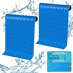 2 Rolls Pool Ladder Mat, Pool Ladder Pad Step with Non Slip Texture Pool Liner Protection Cushion for Above or Inground Swimming Pools, Blue (35 x 9 Inches)