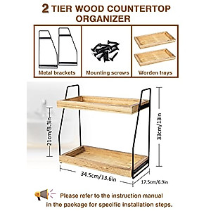 Stylish 2 Tier Bathroom Counter Organizer – Wooden Vanity Storage