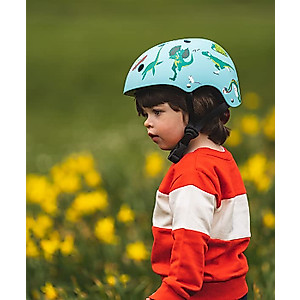 Hornit Mini Lids Kids Helmet. Fully-Adjustable Multi-Sport Hard Shell Helmet with Rear Safety Light, Medium, Jurassic