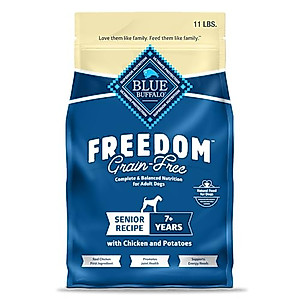 Blue Buffalo Freedom Grain-Free Senior Dry Dog Food, Provides Energy To Stay Active, Made in the USA with Natural Ingredients, Chicken & Potatoes, 11-lb. Bag