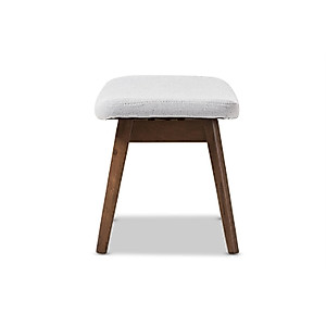 Baxton Studio Vera Mid-Century Modern Light Grey Fabric Upholstered Ottoman