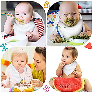 30 Pcs Muslin Baby Bibs White Bandana Drool Unisex Girls Boys Triangle Bibs Soft Absorbent Solid Colors Adjustable Newborn Bibs Set for Baby Infants Toddlers Teething Drooling Feeding