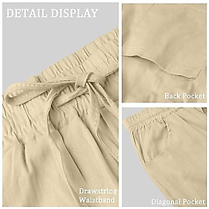 NANAMEEI Mens Linen Pants Mens Summer Pants Mens Slim Fit Pants Mens Linen Loose Pants Beige XL