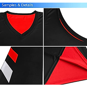 KXK Men's Blank Reversible Basketball Jersey Team Uniform Athletic Hip Hop Basketball Shirts S-4XL Red/Black