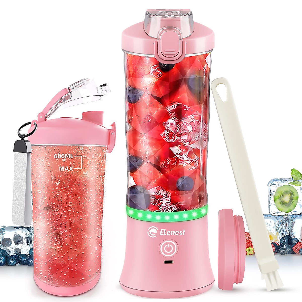 Portable Blender, Personal Blender for Shakes and Smoothies in the Kitchen, Personal Size Blender with Rechargeable USB, Best Kitchen Gadget 20 Oz Traveling Fruit and Veggie Juicer Cup With 6 Blades
