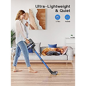 Roanow Cordless Vacuum Cleaner, 400W/33KPA Cordless Vacuum with LED Display, Lightweight & Ultra-Quiet Stick Vacuum Cleaner, 55Mins Runtime Vacuum Cleaner for Carpet and Floor, Home, Pet Hair Cleaning