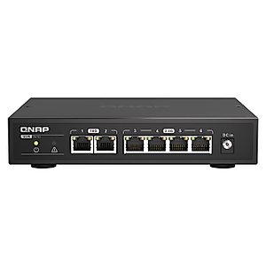 QNAP QSW-2104-2T-A-US 6-Port 10GbE & 2.5GbE Plug & Play unmanaged Network Switch For Desktop