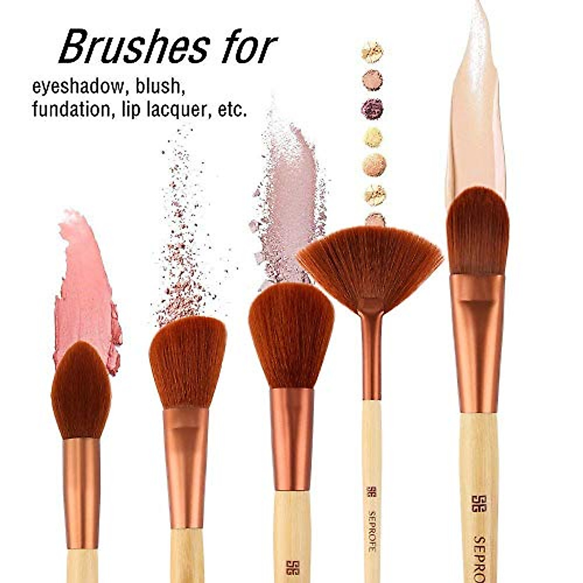 SEPROFE Makeup Brushes, 10Pcs Make Up Brushes Set, Premium Synthetic Kabuki Powder Foundation Contour Blush Concealer Eye Shadow Blending Liner Makeup Brush Kit with Organizer Bag and Makeup Sponge