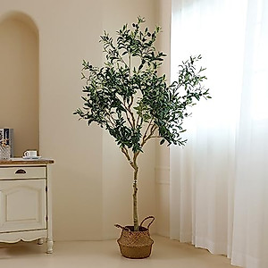 Apeair Artificial Olive Tree, Tall 6 Feet Faux Potted Silk Green Leaves Olive Tree with Planter, Large Fake Plants House Greenery Decoration for Indoor Home Office Housewarming Garden Decor…