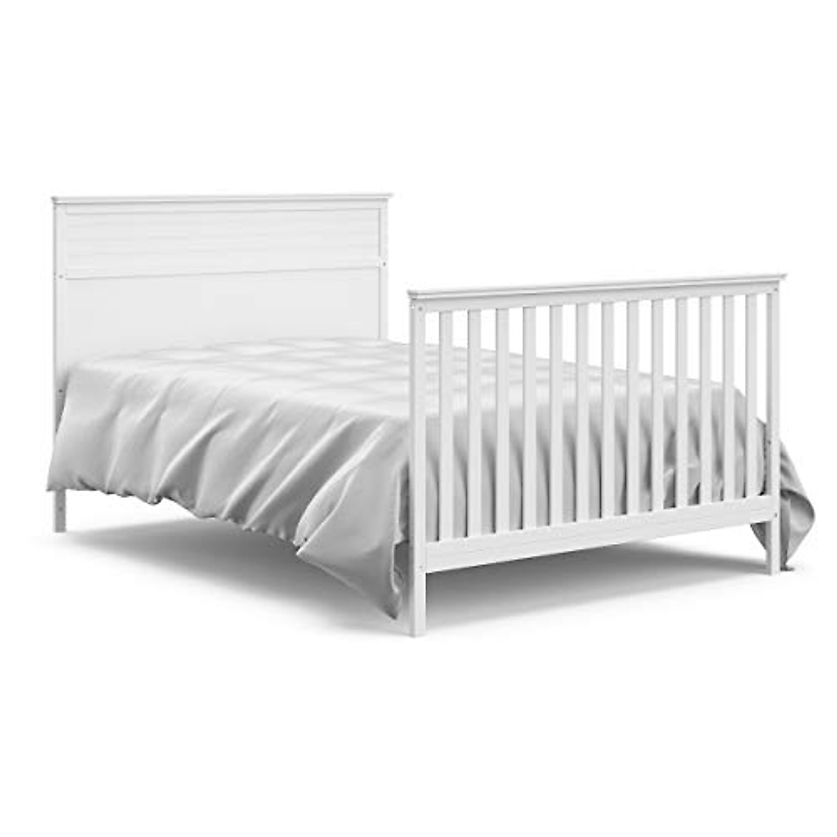 STORKCRAFT Homestead 5-in-1 Convertible Crib with Drawer (White) – GREENGUARD Gold Certified, Crib with Drawer Combo, Includes Nursery Storage Drawer, Converts to Toddler Bed and Full-Size Bed