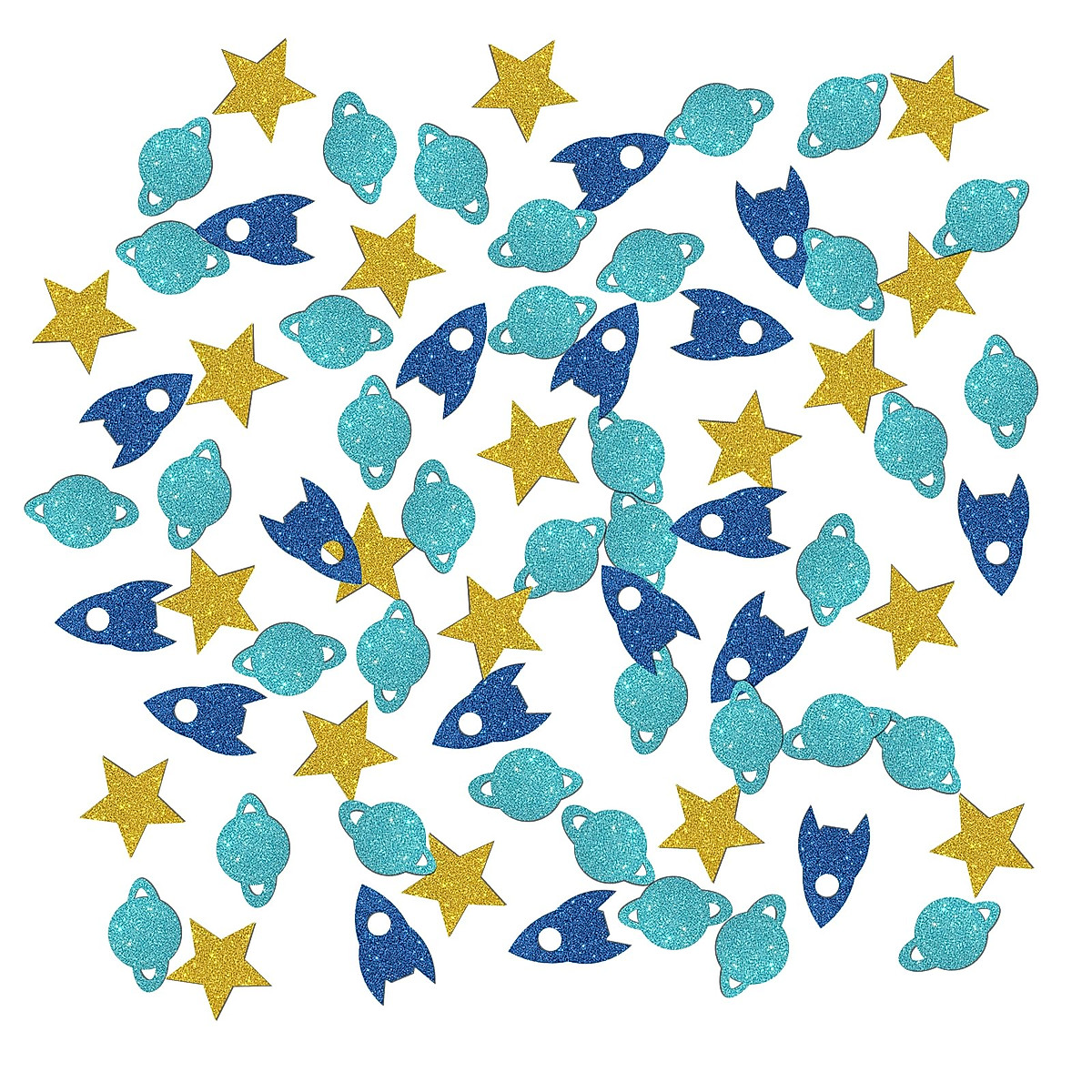 Space Theme Birthday Confetti Glitter, Rocket Star Space Table Confetti, Baby Shower Paper Scatter, Children 1st 2nd 3rd Birthday Party Table Decorations Confetti, 120pcs