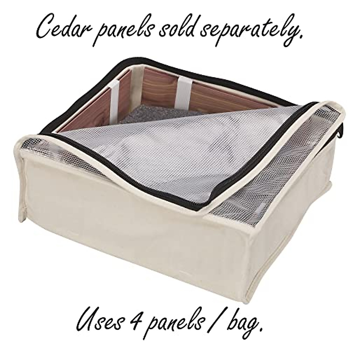 Household Essentials 3321-1 Cedarline Natural Cotton Canvas Zippered Sweater Bag | Storage Bag for Closets and Under the Bed | 2-Pack