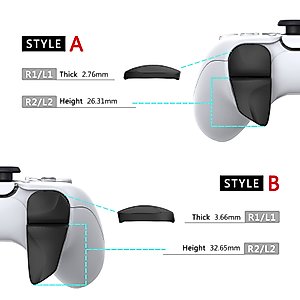 PlayVital Blade 2 Pairs Shoulder Buttons Extension Triggers for ps5 Controller, Game Improvement Adjusters for PS Portal Remote Player, Bumper Trigger Extenders for ps5 Edge Controller - Black