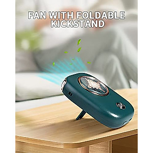 AICase Portable rechargeable personal mini neck fan handheld fan 3 Speeds 2000mah battery with LED battery display and lanyard for outdoor,cooking,office,beach,walk and exercise(Darkslategray)