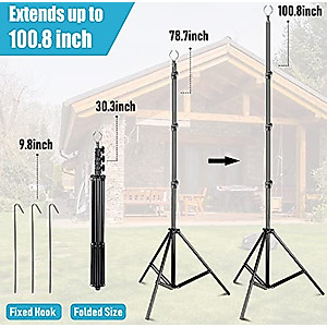 Huamai String Light Poles Outdoor - 8.4FT Flag Light Pole Outside, Backyard Steel Poles for String Lights Hanging Parties Bistro Wedding Garden Patio Lighting Stand