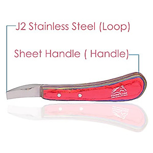 Equine Care Farrier Hoof Loop Knife - Sharp J2 Steel Blades with Comfortable Sheet Handle - Ideal for Farriers and Horse Owners