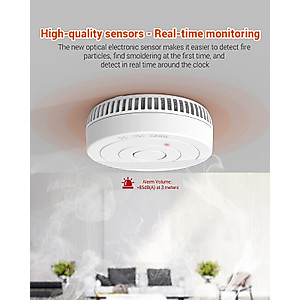Jemay Smoke Detector Fire Alarm Battery Powered, Smoke Alarm with Advanced Photoelectric Technology, Smoke Detectors with LED Indicator & Silence Button. Fire Safety for Home and Bedroom, 5 Pack