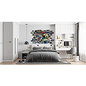 LIYA 50PCS Car Aesthetic Pictures Wall Collage Kit, Sports Car Wall Decor, Teen Boy Room Decor, Posters for Boys Room, Bedroom Wall Decor, Trendy Wall Prints Kit, Boys Room Decor, Car Small Posters for Teen Boys Men Guys Room Dorm Bedroom Decor Wall Art S