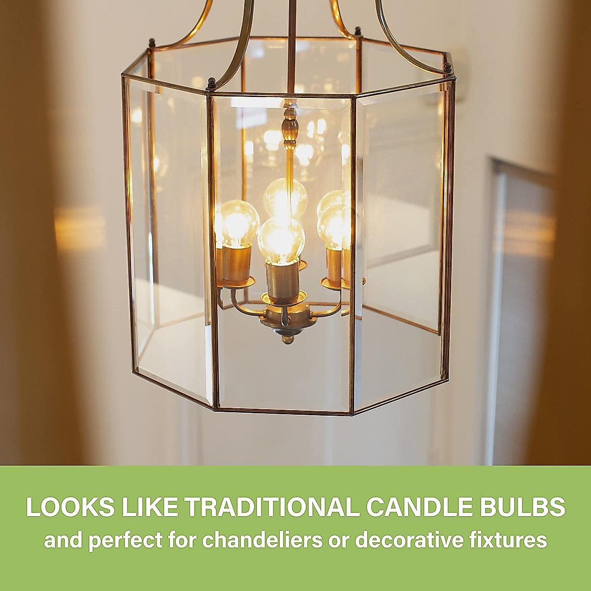 Sigalux G16.5 60W LED Light Bulb, 6 Pack, Dimmable, E12 Base, 2700K Warm White, for Chandeliers, Ceiling Fan, Pendant, 500 Lumens