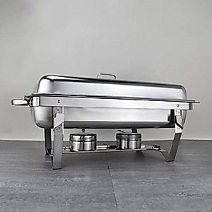 UZOURI Stainless Steel Chafing Dish, Chafing Dish Set Food Warmer Buffet, Stainless Steel Rectangular Full Size Pans for Wedding Graduation Events Parties,9L