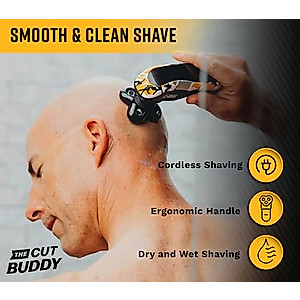 Head Shaver for Bald Men, Water-Resistant, Replaceable Head, Rechargeable, Electric, Cordless, Ergonomic, Bald Buddy