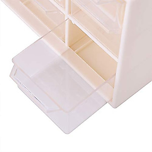 TOPINCN Drawer Storage Cabinet Plastic Jewelry Cosmetic Storage Box Portable 9 Lattice Mini Cabinets Drawer(White)