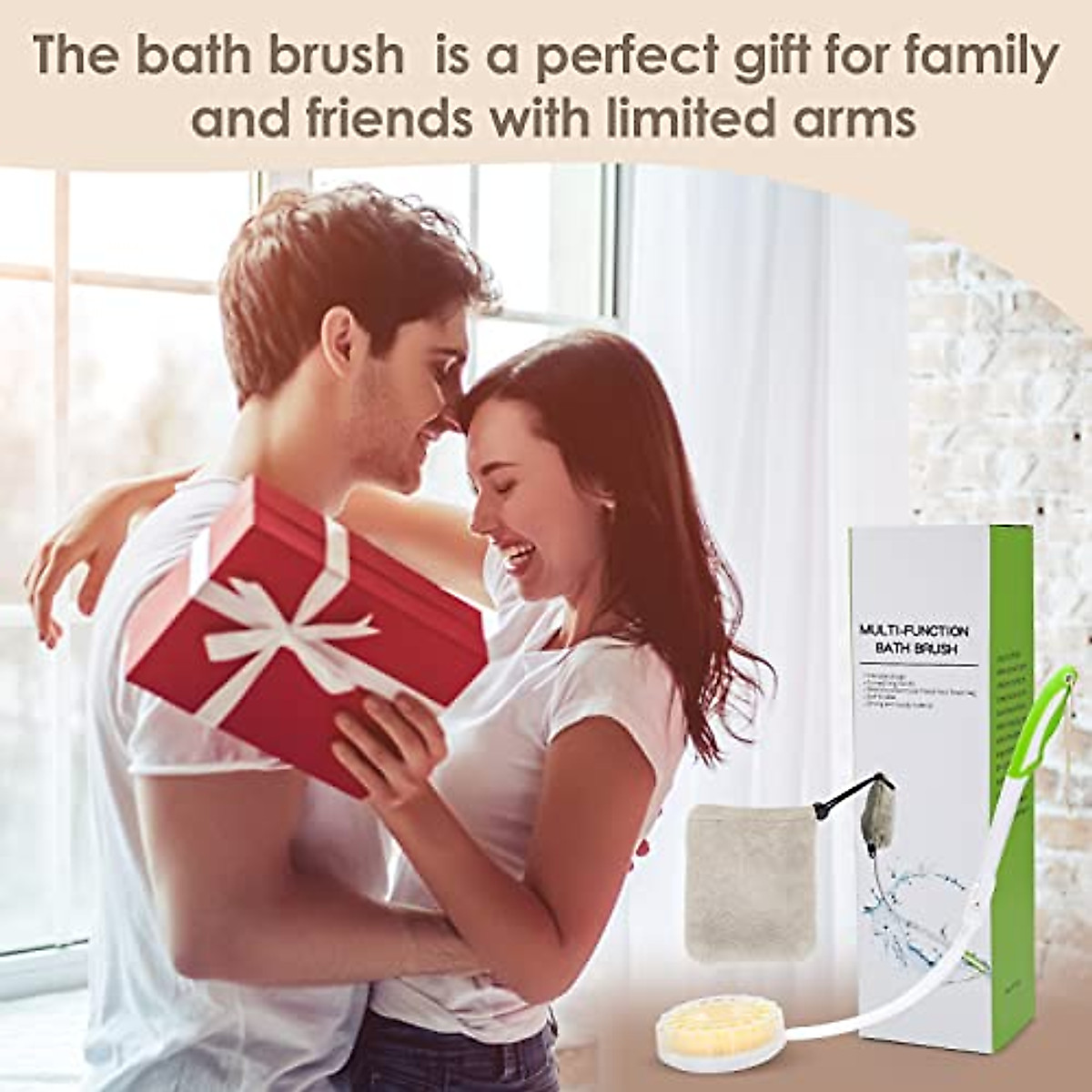 Back Shower Brush for Men and Women, Bath Brush with Quick Dry Wrap, 23.5" Foldable Extra Long Handle Curved Body Cleaning Back Scrubber, Suitable for Elderly,Disabled,Seniors,Pregnant - LYIGEOL