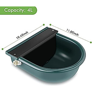 Yosoo Automatic Drinking Waterer Bowl, 4L Automatic Water Trough Livestock Drinking Bowl Drainage Hole Water Trough Farm Grade with with Copper Nozzle for Horse Cattle Goat Sheep Dog