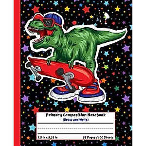 Dinosaur Era - Primary Story Journal: Draw and Write Journal for Kids K-2 Early Primary / Dotted Midline and Picture Space / 100 Pages / Back to School Dinosaur Composition Notebook
