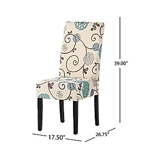 Christopher Knight Home Pertica Fabric Dining Chairs, 2-Pcs Set, Polyester White And Blue Floral