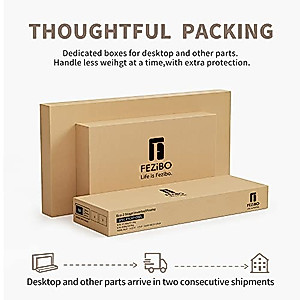 FEZIBO 66 Inch Executive L Shaped Standing Desk with 2-Drawer File Cabinet, Electric Height Adjustable Stand up Desk, Home Office Modern Wood Computer Desk with Shelves, Black Frame/Black Walnut Top