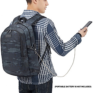 Tzowla Anti-Theft Business Laptop Backpack, Water Resistant, 15.6 Inch, Navy Blue Camo, Unisex