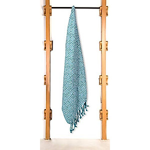 Throw Blanket With Fringes In Diamond Design 50x60 Inch - Teal White Cotton Throw For Sofa, Chair, Bed, & Everyday Use, Well crafted for durability, Farmhouse Throw,All Season Throw Blanket