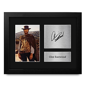 HWC Trading Clint Eastwood Gifts USL Framed Printed Signed Autograph Picture for Movie Memorabilia Fans - US Letter Size