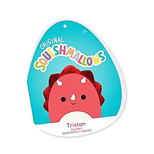 Squishmallows Official Kellytoy,8 Inch Squishy Soft Plush Toy Animals (Tristan The Red Triceratops)