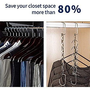 HXcomet Magic Hangers, 6 Pcs Multifunctional Space Saving Closet Clothing Hangers Organizer with Updated Hook for Clothes Trouser Coat Portable Durable