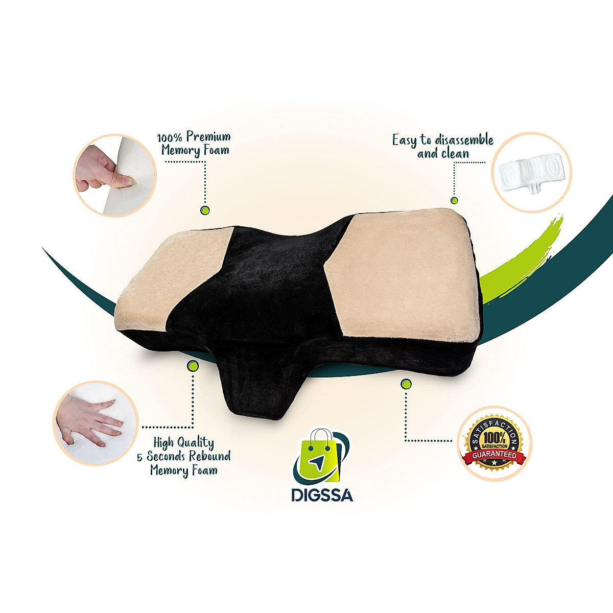 DIGSSA Lash Pillow for Lash Extension - Eyelash Pillow for Beauty Salon Ergonomic and Comfortable Curve for The Neck and Head Support,Cervical Protection with Premium Memory Foam and Pillowcase