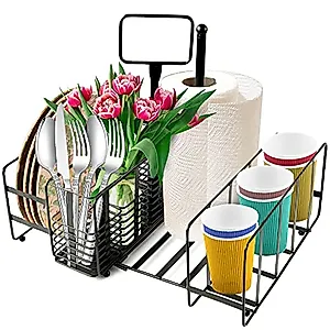 Gemini Home Collection Picnic Caddy, Outdoor Picnic Condiment Organizer, and Flatware Utensil Caddy, Silverware Condiment Organizer Suitable for Dining, Entertaining, Picnics, Kitchen